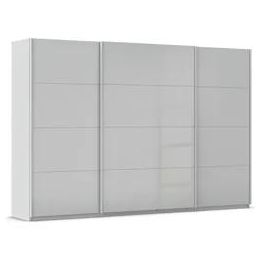 Schwebetürenschrank Rauch "Kleiderschrank Schrank Garderobe AGORDO mit Glasfront" Schränke Gr. B/H/T: 315cm x 210cm x 62cm, 3 St., grau (seidengrau/glas seidengrau) durchdachte Innenausstattung, in 4 Breiten und 2 Höhen MADE IN GERMANY