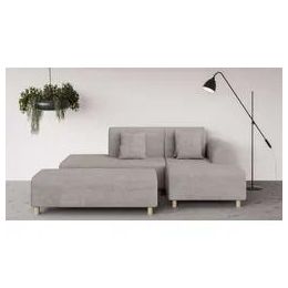 Ecksofa Inosign "Suyala" Sofas Gr. B/H/T: 258cm x 85cm x 168cm, Chenilleoptik, Recamiere rechts, mit Hocker, grau (taupe) L-Form mit Hocker