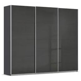 Schwebetürenschrank Rauch "Kleiderschrank Schrank Garderobe AGORDO mit Dekor- oder Hochglanzfront" Schränke Gr. B/H/T: 271cm x 229cm x 62cm, 3 St., grau (graumetallic/hochglanz effektgrau) durchdachte Innenausstattung, in 4 Breiten und 2 Höhen MADE IN GERMANY