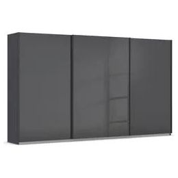 Schwebetürenschrank Rauch "Kleiderschrank Schrank Garderobe AGORDO mit Glasfront" Schränke Gr. B/H/T: 360cm x 210cm x 62cm, 3 St., grau (graumetallic/glas basalt) durchdachte Innenausstattung, in 4 Breiten und 2 Höhen MADE IN GERMANY