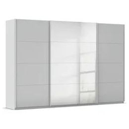 Schwebetürenschrank Rauch "Kleiderschrank Kleiderschränke Schrank Garderobe AGORDO mit Glasfront" Schränke Gr. B/H/T: 315cm x 210cm x 62cm, 3 St., grau (seidengrau/glas seidengrau) durchdachte Innenausstattung, in 4 Breiten und 2 Höhen MADE IN GERMANY