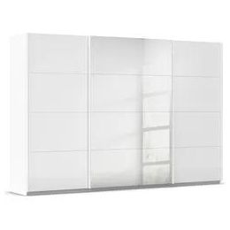 Schwebetürenschrank Rauch "Kleiderschrank Kleiderschränke Schrank Garderobe AGORDO mit Glasfront" Schränke Gr. B/H/T: 315cm x 210cm x 62cm, 3 St., weiß (alpinweiß/glas kristallweiß) durchdachte Innenausstattung, in 4 Breiten und 2 Höhen MADE IN GERMANY