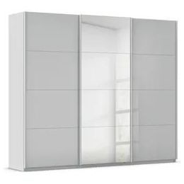 Schwebetürenschrank Rauch "Kleiderschrank Kleiderschränke Schrank Garderobe AGORDO mit Glasfront" Schränke Gr. B/H/T: 271cm x 229cm x 62cm, 3 St., grau (seidengrau/glas seidengrau) durchdachte Innenausstattung, in 4 Breiten und 2 Höhen MADE IN GERMANY