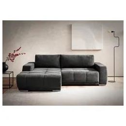 Ecksofa Inosign "Bolero L-Form" Sofas Gr. B/H/T: 241cm x 66cm x 165cm, Chenille-Struktur, Recamiere links, ohne Bettfunktion, schwarz mit edler Steppung, wahlweise Schlaffunktion & Bettkasten