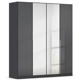 Drehtürenschrank Rauch "Kleiderschrank Kleiderschränke Schrank Garderobe AGORDO mit Glasfront" Schränke Gr. B/H/T: 181 cm x 210 cm x 54 cm, 4 St., grau (graumetallic) durchdachte Innenausstattung, in 6 Breiten und 2 Höhen MADE IN GERMANY