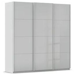 Schwebetürenschrank Rauch "Kleiderschrank Schrank Garderobe AGORDO mit Glasfront" Schränke Gr. B/H/T: 203cm x 210cm x 62cm, 3 St., grau (seidengrau/glas seidengrau) durchdachte Innenausstattung, in 4 Breiten und 2 Höhen MADE IN GERMANY