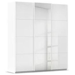 Schwebetürenschrank Rauch "Kleiderschrank Kleiderschränke Schrank Garderobe AGORDO mit Glasfront" Schränke Gr. B/H/T: 203cm x 229cm x 62cm, 3 St., weiß (alpinweiß/glas kristallweiß) durchdachte Innenausstattung, in 4 Breiten und 2 Höhen MADE IN GERMANY