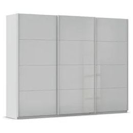 Schwebetürenschrank Rauch "Kleiderschrank Schrank Garderobe AGORDO mit Glasfront" Schränke Gr. B/H/T: 271cm x 210cm x 62cm, 3 St., grau (seidengrau/glas seidengrau) durchdachte Innenausstattung, in 4 Breiten und 2 Höhen MADE IN GERMANY