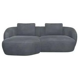 Wohnlandschaft FLEXLUX "Torino, rund, L-Form, Sofa-Ecke mit Recamiere, Longchair-Sofa" Sofas Gr. B/H/T: 217cm x 85cm x 146cm, Boucle, Chaiselongue links, grau (soft grey) Modernes, organisches Sofa-Design, Kaltschaum, Wellenunterfederung