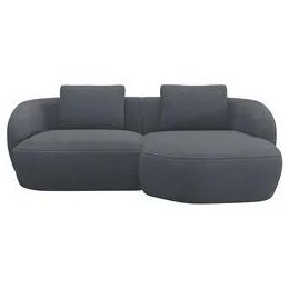 Wohnlandschaft FLEXLUX "Torino, rund, L-Form, Sofa-Ecke mit Recamiere, Longchair-Sofa" Sofas Gr. B/H/T: 217cm x 85cm x 146cm, Lederoptik, Chaiselongue rechts, grau (elephant grey) Modernes, organisches Sofa-Design, Kaltschaum, Wellenunterfederung