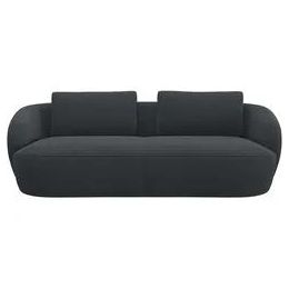 3-Sitzer FLEXLUX "Torino, rund, Couch, Dreisitzer" Sofas Gr. B/H/T: 217cm x 85cm x 102cm, Lederoptik, grau (shark grey) Modernes, organisches Sofa-Design, Kaltschaum, Wellenunterfederung