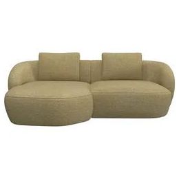 Wohnlandschaft FLEXLUX "Torino, rund, L-Form, Sofa-Ecke mit Recamiere, Longchair-Sofa" Sofas Gr. B/H/T: 217cm x 85cm x 146cm, Boucle, Chaiselongue links, gelb (mustard yellow) Modernes, organisches Sofa-Design, Kaltschaum, Wellenunterfederung