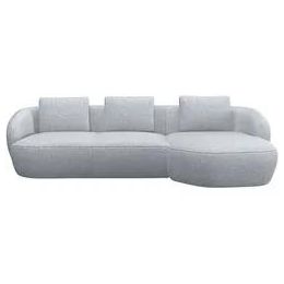 Wohnlandschaft FLEXLUX "Torino, rund, L-Form, Sofa-Ecke mit Recamiere, Longchair-Sofa" Sofas Gr. B/H/T: 276cm x 85cm x 146cm, Chenille, Chaiselongue rechts, grau (sandy shell) Modernes, organisches Sofa-Design, Kaltschaum, Wellenunterfederung