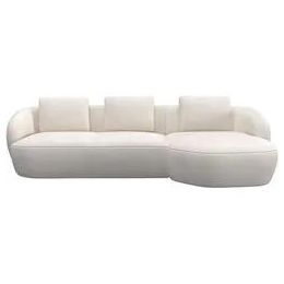 Wohnlandschaft FLEXLUX "Torino, rund, L-Form, Sofa-Ecke mit Recamiere, Longchair-Sofa" Sofas Gr. B/H/T: 276cm x 85cm x 146cm, Boucle, Chaiselongue rechts, beige (vanilla cream) Modernes, organisches Sofa-Design, Kaltschaum, Wellenunterfederung