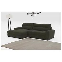 Ecksofa COTTA "Cappa L-Form" Sofas Gr. B/H/T: 295cm x 93cm x 163cm, Flachgewebe LEINENOPTIK, Recamiere links, mit Bettkasten und Bettfunktion, grün (hunter)