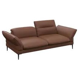 2,5-Sitzer FLEXLUX "Salino, Funktionssofa, Relaxsofa", braun (old chestnut braun), B:215cm H:88cm T:105cm, 100% Echtleder, Sofas, Sofa mit Arm- und Kopfteil-Verstellungen, Kaltschaum & Stahl-Wellen