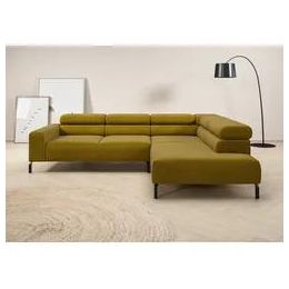 Ecksofa Places of Style "Antonelli, L-Form, incl. Kopfteilverstellung, Breite 276 cm" Sofas Gr. B/H/T: 276cm x 71cm x 219cm, Feincord, Recamiere rechts, mit Sitztiefenverstellung, grün (pistachio) wahlweise elektrische Sitztiefenverstellung