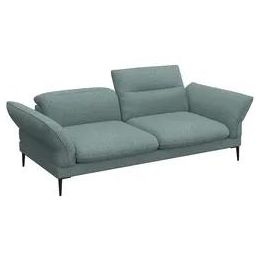 2,5-Sitzer FLEXLUX "Salino, Funktionssofa, Relaxsofa" Sofas Gr. B/H/T: 215cm x 88cm x 105cm, Boucle, blau (sky blau) Sofa mit Arm- und Kopfteil-Verstellungen, Kaltschaum & Stahl-Wellen