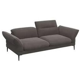 2,5-Sitzer FLEXLUX "Salino, Funktionssofa, Relaxsofa" Sofas Gr. B/H/T: 215cm x 88cm x 105cm, Struktur, braun (taupe brown) Sofa mit Arm- und Kopfteil-Verstellungen, Kaltschaum & Stahl-Wellen