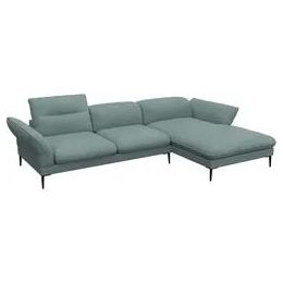 Ecksofa FLEXLUX "Salino, Funktionssofa mit Recamiere, Relaxsofa, Ecksofa" Sofas Gr. B/H/T: 307cm x 88cm x 182cm, Boucle, Chaiselongue rechts, blau (sky blau) Sofa mit Arm- und Kopfteil-Verstellungen, Kaltschaum & Stahl-Wellen