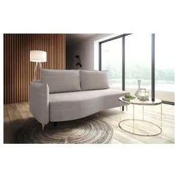 Loungesofa exxpo - SOFA FASHION "mit toller Kontrastnaht, Solitärmöbel, bequem, schmale Armlehne" Sofas Gr. B/H/T: 212cm x 93cm x 114cm, Armlehne links, beige Lounge-Sofa Schlafsofa mit Bettfunktion und Bettkasten, komfortabler Federkern