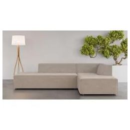 Ecksofa Inosign "Ecksofa Cavan mit Ottomane links oder rechts bestellbar" Sofas Gr. B/H/T: 270cm x 72cm x 180cm, Chenille, Ottomane rechts, grau (taupe) L-Form mit Wellenunterfederung, Maße BTH: 27018072 cm