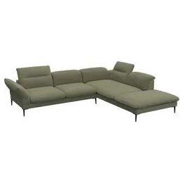 Ecksofa FLEXLUX "Salino, Funktionssofa mit Ottomane, Relaxsofa, Ecksofa", grün (moss), B:287cm H:88cm T:239cm, 100% Polyester, Sofas, Sofa mit Arm- und Kopfteil-Verstellungen, Kaltschaum & Stahl-Wellen