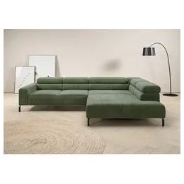 Ecksofa Places of Style "Antonelli, L-Form, incl. Kopfteilverstellung, Breite 312 cm" Sofas Gr. B/H/T: 312cm x 71cm x 219cm, Cord, Recamiere rechts, manuell verstellbar, grün (oliv) wahlweise elektrische Sitztiefenverstellung