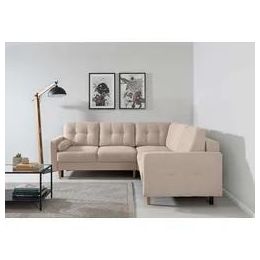 Ecksofa Home Affaire "AMREI" Sofas Gr. B/H/T: 242cm x 92cm x 242cm, Struktur, gleichschenklig, Bonell, Polyurethanschaum, beige L-Form gleichschenklig