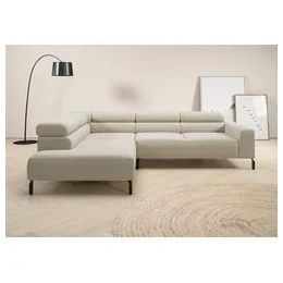 Ecksofa Places of Style "Antonelli, L-Form, incl. Kopfteilverstellung, Breite 276 cm" Sofas Gr. B/H/T: 276cm x 71cm x 219cm, Cord, Recamiere links, ohne Sitztiefenverstellung, beige (natur) wahlweise elektrische Sitztiefenverstellung