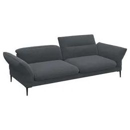 3-Sitzer FLEXLUX "Salino, Funktionssofa, Relaxsofa" Sofas Gr. B/H/T: 248cm x 88cm x 105cm, Chenille-Struktur, grau (anthrazit) Sofa mit Arm- und Kopfteil-Verstellungen, Kaltschaum & Stahl-Wellen