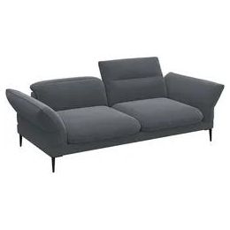 2,5-Sitzer FLEXLUX "Salino, Funktionssofa, Relaxsofa" Sofas Gr. B/H/T: 215cm x 88cm x 105cm, Struktur, grau (thunder grey) Sofa mit Arm- und Kopfteil-Verstellungen, Kaltschaum & Stahl-Wellen