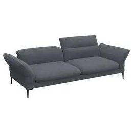 3-Sitzer FLEXLUX "Salino, Funktionssofa, Relaxsofa" Sofas Gr. B/H/T: 248cm x 88cm x 105cm, Lederoptik, grau (elephant grey) Sofa mit Arm- und Kopfteil-Verstellungen, Kaltschaum & Stahl-Wellen