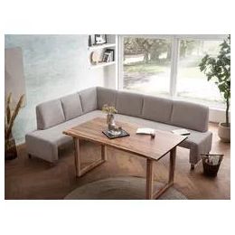 Eckbank exxpo - SOFA FASHION "Intenso, modern, wahlweise in Leder oder Textil, 264/197 cm (B/T)" Sitzbänke Gr. B/H/T: 264cm x 91cm x 197cm, Cord, Ottomane links, (langer Schenkel rechts), braun (cappuccino) hohe Bodenfreiheit, frei im Raum stellbar, hoher Sitzkomfort