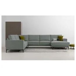 Wohnlandschaft Places of Style "Oland" Sofas Gr. B/H/T: 342cm x 85cm x 260cm, Chenille, Recamiere rechts, grau (dark grey) U-Form, im zeitlosem Design und hochwertiger Verabeitung