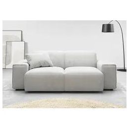 2-Sitzer Andas "Glimminge auch in Breitcord + Feincord Easy care-Bezug" Sofas Gr. B/H/T: 194cm x 71cm x 101cm, Feincord, silberfarben (silber) besondere Kedernähte,, Zierkissen