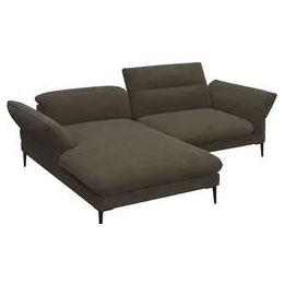 Ecksofa FLEXLUX "Salino, Funktionssofa mit Recamiere, Relaxsofa, Ecksofa" Sofas Gr. B/H/T: 245cm x 88cm x 182cm, Lederoptik, Recamiere links, braun (camel brown) Sofa mit Arm- und Kopfteil-Verstellungen, Kaltschaum & Stahl-Wellen