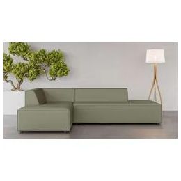 Ecksofa Inosign "Ecksofa Cavan mit Ottomane links oder rechts bestellbar" Sofas Gr. B/H/T: 270cm x 72cm x 180cm, Struktur, Ottomane links, grün L-Form mit Wellenunterfederung, Maße BTH: 27018072 cm