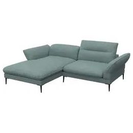 Ecksofa FLEXLUX "Salino, Funktionssofa mit Recamiere, Relaxsofa, Ecksofa" Sofas Gr. B/H/T: 245cm x 88cm x 182cm, Boucle, Recamiere links, blau (sky blau) Sofa mit Arm- und Kopfteil-Verstellungen, Kaltschaum & Stahl-Wellen