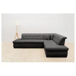 Ecksofa DOMO collection "Moric L-Form", grau, B:273cm H:80cm T:216cm, 100% Polyester, Sofas, wahlweise mit Bettfunktion und Armlehnenverstellung, auch in Cord