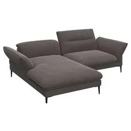 Ecksofa FLEXLUX "Salino, Funktionssofa mit Recamiere, Relaxsofa, Ecksofa" Sofas Gr. B/H/T: 245cm x 88cm x 182cm, Struktur, Recamiere links, braun (taupe brown) Sofa mit Arm- und Kopfteil-Verstellungen, Kaltschaum & Stahl-Wellen