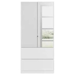 Drehtürenschrank Rauch "Kleiderschrank Schrank Garderobe Wäscheschrank COSTA in 3 Breiten" Schränke Gr. B/H/T: 90cm x 197cm x 54cm, 2 St., weiß (alpinweiß) mit Spiegel, grifflose Front und Push-to-Open Funktion MADE IN GERMANY