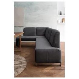 Eckbank exxpo - SOFA FASHION "Intenso, modern, wahlweise in Leder oder Textil, 244/157 cm (B/T)" Sitzbänke Gr. B/H/T: 244cm x 91cm x 157cm, Cord, Ottomane links, (langer Schenkel rechts), grau (anthrazith) hohe Bodenfreiheit, frei im Raum stellbar, hoher Sitzkomfort