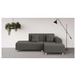 Ecksofa Inosign "Suyala" Sofas Gr. B/H/T: 258cm x 85cm x 168cm, Struktur, Recamiere rechts, ohne Hocker, grau (anthrazit) L-Form mit Hocker