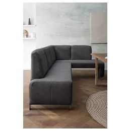 Eckbank exxpo - SOFA FASHION "Intenso, modern, wahlweise in Leder oder Textil, 244/157 cm (B/T)" Sitzbänke Gr. B/H/T: 244cm x 91cm x 157cm, Cord, Ottomane rechts, (langer Schenkel links), grau (anthrazith) hohe Bodenfreiheit, frei im Raum stellbar, hoher Sitzkomfort