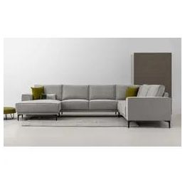 Wohnlandschaft Places of Style "Oland" Sofas Gr. B/H/T: 342cm x 85cm x 260cm, Chenille, Recamiere links, grau (light grey) U-Form, im zeitlosem Design und hochwertiger Verabeitung