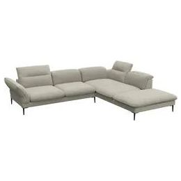 Ecksofa FLEXLUX "Salino, Funktionssofa mit Ottomane, Relaxsofa, Ecksofa" Sofas Gr. B/H/T: 287cm x 88cm x 239cm, Chenille-Struktur, lange Ottomane rechts, beige (natural) Sofa mit Arm- und Kopfteil-Verstellungen, Kaltschaum & Stahl-Wellen