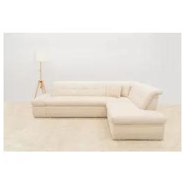 Ecksofa DOMO collection "Moric L-Form", beige (creme), B:273cm H:80cm T:216cm, 100% Polyester, Sofas, wahlweise mit Bettfunktion und Armlehnenverstellung, auch in Cord