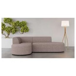 Ecksofa Andas "Ecksofa Tvinne mit Ottomane links oder rechts bestellbar" Sofas Gr. B/H/T: 260cm x 73cm x 170cm, Velours, Ottomane links, braun L-Form, mit Wellenunterfederung, BxTxH 260x170x73 cm