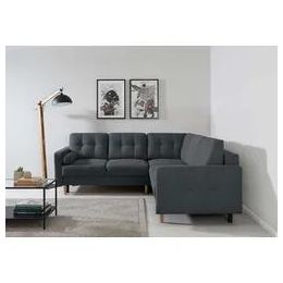 Ecksofa Home Affaire "AMREI" Sofas Gr. B/H/T: 242cm x 92cm x 242cm, Struktur, gleichschenklig, Bonell, Polyurethanschaum, blau (dunkelblau) L-Form gleichschenklig